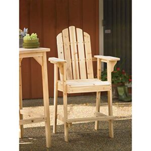 Westcharm Balcony Tall/Counter High Adirondack Chair with Footrest for Outdoor Outside Garden - Unfinished Natural Wood