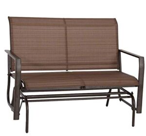 kozyard cozy two rocking love seats glider swing bench/rocker for patio, yard with textilence seats and sturdy frame (tan)