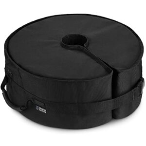 rhino round umbrella base weight with side slot opening, 18″ ~ easy set up (black)