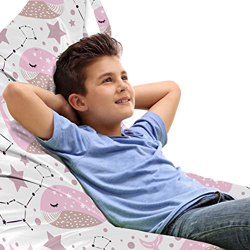 Ambesonne Whale Lounger Chair Bag, Nautical Animal Constellation Stars Sky Underwater Ocean Cartoon, High Capacity Storage with Handle Container, Lounger Size, Pale Pink White