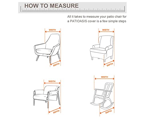 PATIOASIS Outdoor Chair Covers 36''W x 37''D x 36''H Patio Furniture Cover for Chair Waterproof Heavy Duty Oversized 600D All Weather Proof Outside Armchair Single Cover