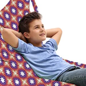 ambesonne geometric lounger chair bag, octagonal stars formed by zigzag lines and triangles, high capacity storage with handle container, lounger size, blue violet blue violet