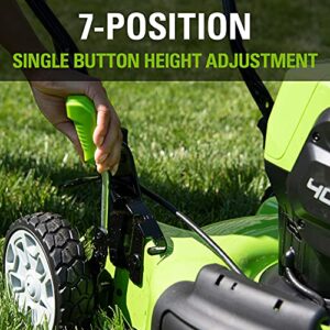 Greenworks 40V 19" Brushless (2-In-1) Lawn Mower, 4Ah USB (Power Bank) Battery and Charger Included MO40L414