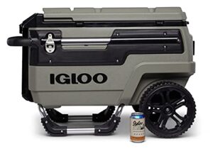 igloo 70 qt premium trailmate wheeled rolling cooler, olive green