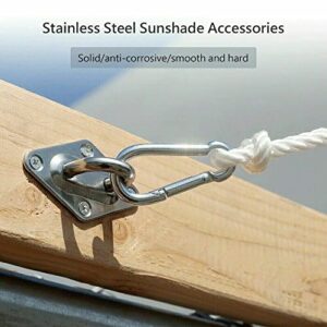 Cool Area 8 Inch Stainless Steel Hardware Kit for Triangle Sun Shade Sail Installation, Turnbuckle x2 Pad Eye x3 Snap Hook x1