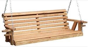 amish heavy duty 800 lb roll back 5ft porch swing with cupholders – made in usa