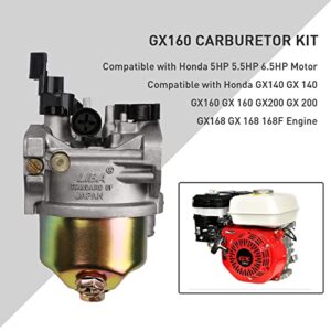 GX160 GX200 Carburetor for Honda GX140 GX168 GX200 5.5HP 6.5HP Engine Carb with Air Filter Kit Replace# 16100-ZH8-W61 16100-ZH8-W51 16100-ZE1-825 6100-ZE1-814