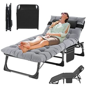 mophoto folding lounge chair 5-position, folding cot, portable outdoor folding chaise lounge chair for sun tanning, perfect for pool beach patio sunbathing