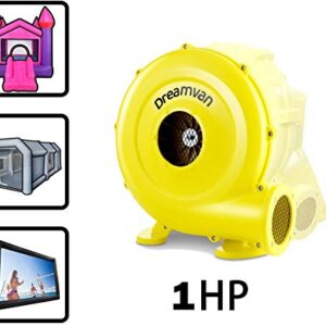 Air Blower for Inflatables- Inflatable Blower- 750 Watt, 1HP Bounce House Blower for Jumper, Bouncy Castle Yellow Electric Air Pump Fan Commercial Blower