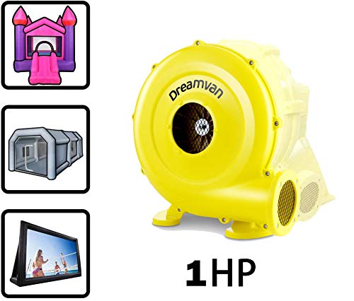 Air Blower for Inflatables- Inflatable Blower- 750 Watt, 1HP Bounce House Blower for Jumper, Bouncy Castle Yellow Electric Air Pump Fan Commercial Blower