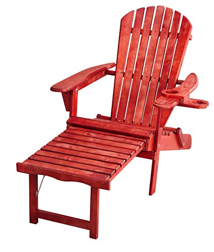 WUnlimited SW2005RD-CL1ET1 Adirondack Bistro Set, Red