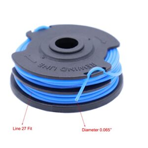 Woopeey AC41RL3 Autofeed Dual .065” 27ft Blue Replacement Line and Spool Fit for Homelite Electric String Trimmers UT41112 UT41121 UT41120 UT41113 UT41122 UT41112B (6 Pack)