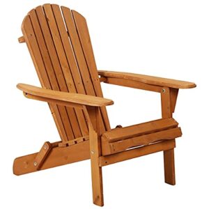 adirondack chair weather resistant patio chairs folding outdoor chair w/long arms solid wooden heavy duty reclining seating fire pit chair for deck, lawn, backyard, garden, bench – natural