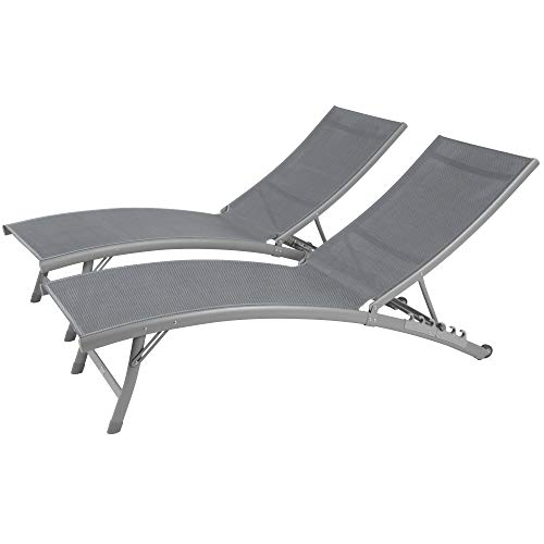 Vivere CWTL2-RP CWTL2 Clearwater 6 Position Aluminum Lounger with Wheel 2pc Set, River Pebble