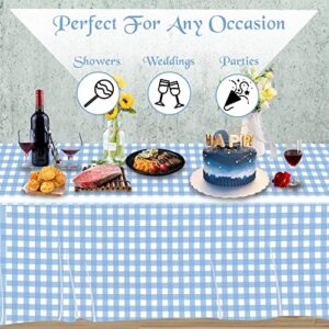 HEIPINIUYE 3 Pack Light Blue and White Checkered Tablecloth 54 ×108 Disposable Plastic Picnic Table Cover Rectangle Gingham Table Cloths for Indoor Outdoor Picnic Wedding Birthday Camping Camping