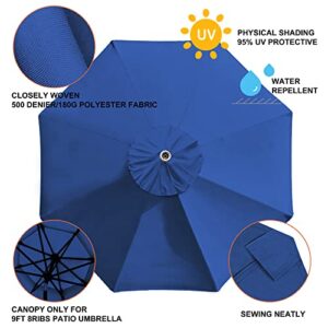 EliteShade USA Sunumbrella 9ft Replacement Covers 8 Ribs Market Patio Umbrella Canopy Cover (CANOPY ONLY)(Royal Blue)