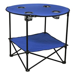 Eternal Living Pop Up Picnic Table Portable Folding Beach Table with Cupholders and Carry Bag, Large 28” x 28”x 24” Blue