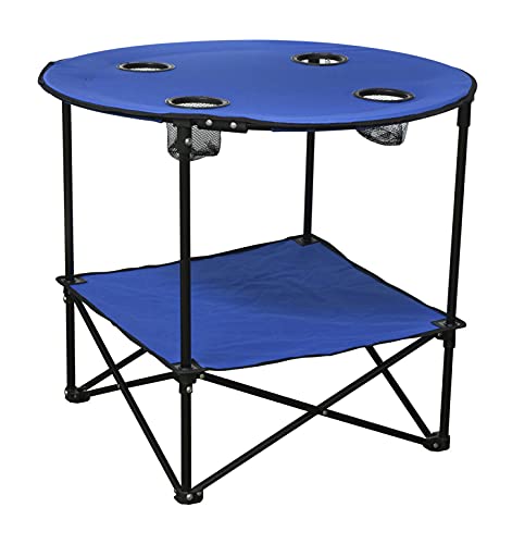 Eternal Living Pop Up Picnic Table Portable Folding Beach Table with Cupholders and Carry Bag, Large 28” x 28”x 24” Blue