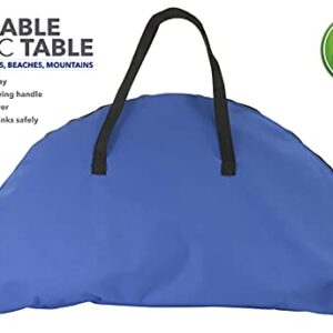 Eternal Living Pop Up Picnic Table Portable Folding Beach Table with Cupholders and Carry Bag, Large 28” x 28”x 24” Blue