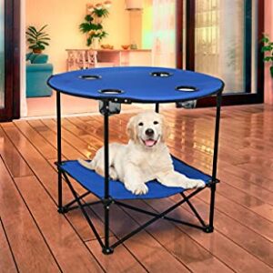 Eternal Living Pop Up Picnic Table Portable Folding Beach Table with Cupholders and Carry Bag, Large 28” x 28”x 24” Blue