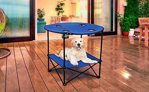 Eternal Living Pop Up Picnic Table Portable Folding Beach Table with Cupholders and Carry Bag, Large 28” x 28”x 24” Blue