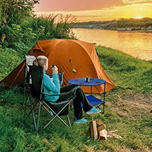 Eternal Living Pop Up Picnic Table Portable Folding Beach Table with Cupholders and Carry Bag, Large 28” x 28”x 24” Blue