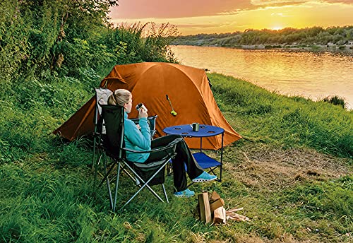 Eternal Living Pop Up Picnic Table Portable Folding Beach Table with Cupholders and Carry Bag, Large 28” x 28”x 24” Blue