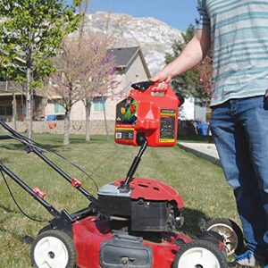 SureCan 2 Gallon Self Venting Gasoline Fuel Can Container with 180 Degree Rotating Nozzle, Thumb Trigger Flow Control, & Child Safe Fill Cap, Red