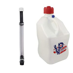 VP Racing Fuels 5 Gal. Square Motorsport Patriotic Racing Utility Container w/ 14 Inch Deluxe Filler Hose Close-Trimmed Cap and Neck for Tighter Seal