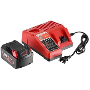 firstpower 6.0ah 18v m-18 battery & charger – compatible with milwaukee m-18 48-11-1852 18v lithium xc cordless power tools & charger for m12 m14 m-18 li-ion battery