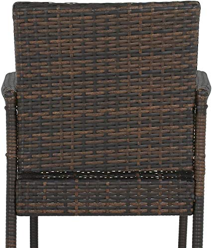 Oteymart Set of 2 Outdoor Wicker Rattan Bar Stool with Armrest Footrest Outdoor Patio Furniture Barstool Chairs All Weather UV Resistant Club Chair Patio Dining Chairs, Brown