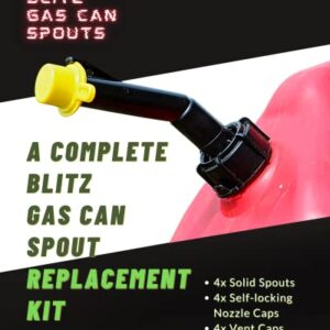 Super Spouts Gas Can Spout Replacement for Blitz Old Style Nozzles with Caps and Vents. 3 Pack