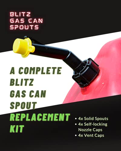 Super Spouts Gas Can Spout Replacement for Blitz Old Style Nozzles with Caps and Vents. 3 Pack