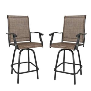 Ulax Furniture Outdoor Swivel Bar Stools Patio Sling Bar Chairs, Set of 2