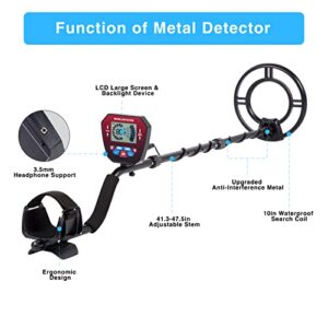 CITELER Metal Detector for Adults & Kids, Professional High Accuracy Gold Detector with Bigger LCD Display, Waterproof Metal Detectors with 10" Search Coil, 5 Modes, Advanced DSP Chip