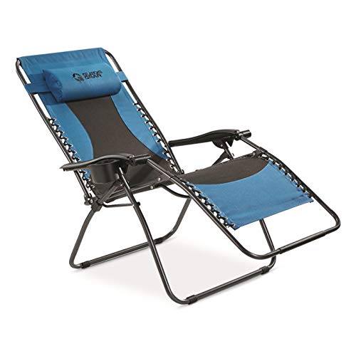 Guide Gear Oversized Zero Gravity Chair, Recliner, Outdoor, Portable, Folding, 500-lb. Capacity, Blue Black