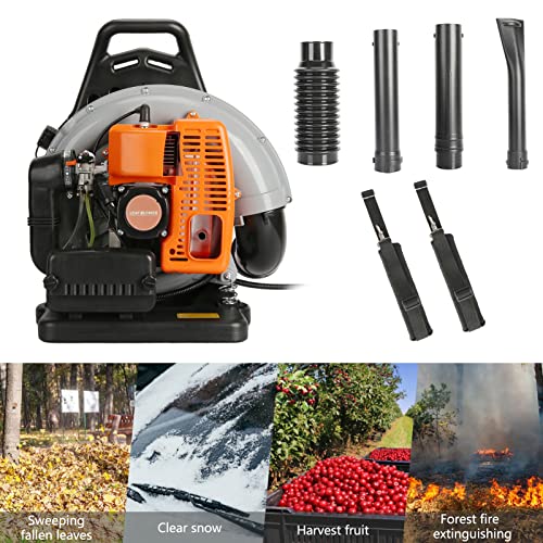 YOZUMD 1 Set Backpack Gas Powered Leaf Blower, 2-Stroke Engine 63 Cubic Centimeter Electric Leaf Blower,Lightweight Low Noise Handheld Leaf Blower for Blowing Leaf Orange