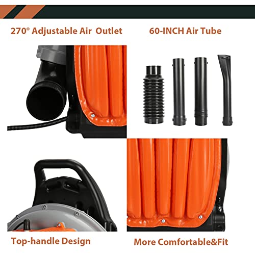 YOZUMD 1 Set Backpack Gas Powered Leaf Blower, 2-Stroke Engine 63 Cubic Centimeter Electric Leaf Blower,Lightweight Low Noise Handheld Leaf Blower for Blowing Leaf Orange