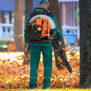 YOZUMD 1 Set Backpack Gas Powered Leaf Blower, 2-Stroke Engine 63 Cubic Centimeter Electric Leaf Blower,Lightweight Low Noise Handheld Leaf Blower for Blowing Leaf Orange