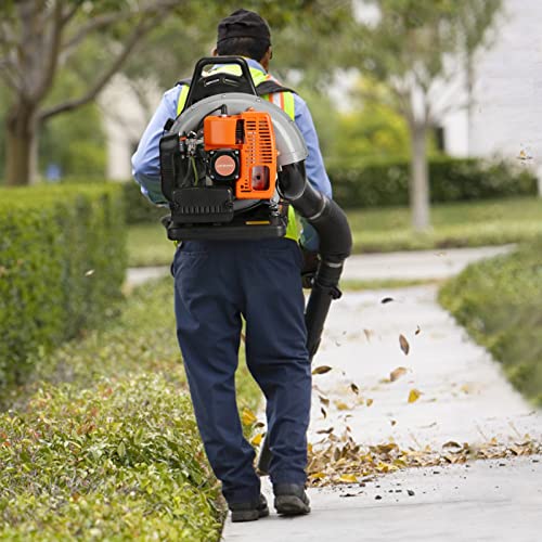 YOZUMD 1 Set Backpack Gas Powered Leaf Blower, 2-Stroke Engine 63 Cubic Centimeter Electric Leaf Blower,Lightweight Low Noise Handheld Leaf Blower for Blowing Leaf Orange