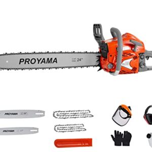 PROYAMA 68CC 2-Cycle Top Handle Gas Powered Chainsaw 24 Inch 20 Inch Petrol Handheld Cordless Chain Saw for Tree Wood Cutting