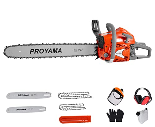 PROYAMA 68CC 2-Cycle Top Handle Gas Powered Chainsaw 24 Inch 20 Inch Petrol Handheld Cordless Chain Saw for Tree Wood Cutting