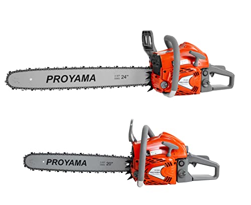 PROYAMA 68CC 2-Cycle Top Handle Gas Powered Chainsaw 24 Inch 20 Inch Petrol Handheld Cordless Chain Saw for Tree Wood Cutting