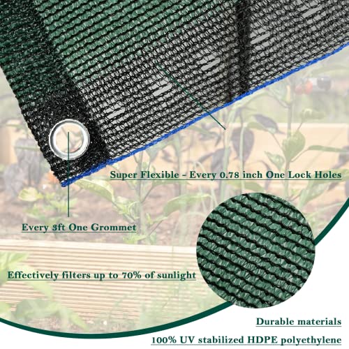 UCINNOVATE 6.5 x 10 FT Green Sunblock Shade Cloth for Plants，70% Sun Shade Mesh Tarp UV Resistant Shade Fabric Taped Edge with Grommets, Shade Screen Net for Patio Lawn Garden Greenhouse Kennel