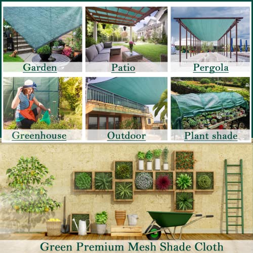 UCINNOVATE 6.5 x 10 FT Green Sunblock Shade Cloth for Plants，70% Sun Shade Mesh Tarp UV Resistant Shade Fabric Taped Edge with Grommets, Shade Screen Net for Patio Lawn Garden Greenhouse Kennel