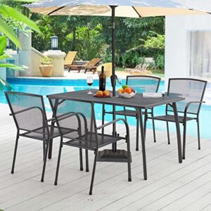 aecojoy 5 piece outdoor table and chair, patio outdoor dining set with 1.73″ umbrella hole, patio table and chair set of 4 for garden,bistro,deck