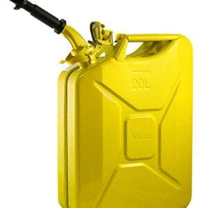 Wavian USA JC0020YVS Authentic NATO Jerry Fuel Can and Spout System Yellow (20 Litre)