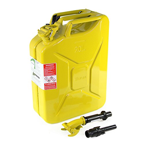 Wavian USA JC0020YVS Authentic NATO Jerry Fuel Can and Spout System Yellow (20 Litre)