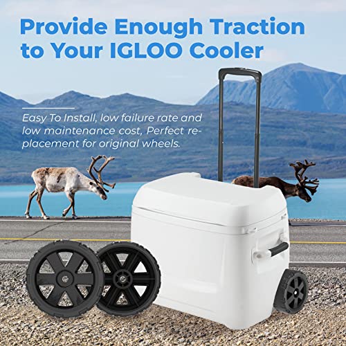 Igloo Cooler Wheel Replacement Kit - Fits 5 Gal Beverage Rollers, Ice Cube 60/70 qt Rollers, and 4 inch Wheel Coolers (Black, 2 Pack)