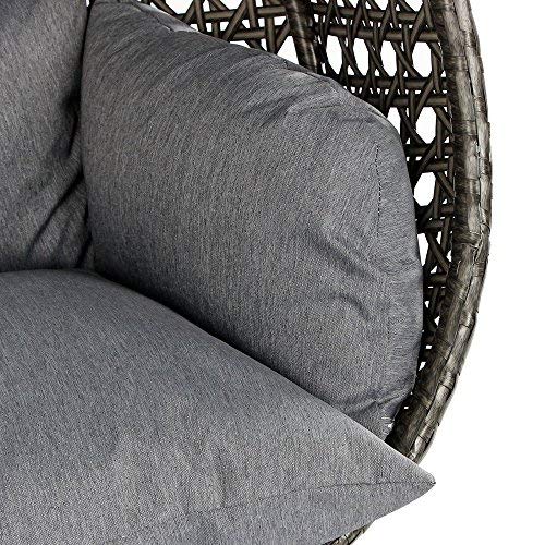 Island Gale® Luxury 2 Person Outdoor, Patio, Hanging Wicker Swing Chair (X-Large-Plus, Charcoal Rattan/Charcoal Cushion)